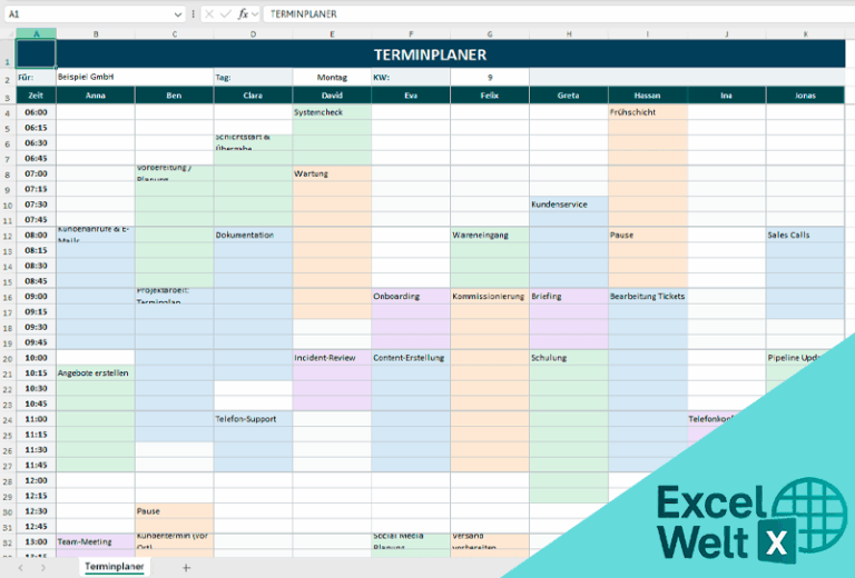Terminplaner Excel kostenlos Tagesplanung in 15 Min