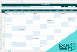 Ewiger Kalender kostenlos Excel Vorlage einfach nutzen