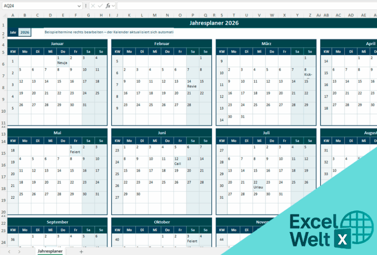 9 kostenlose Jahresplaner für Excel Vorlagen & Anleitung